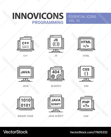Programming Modern Line Icons Set Royalty Free Vector