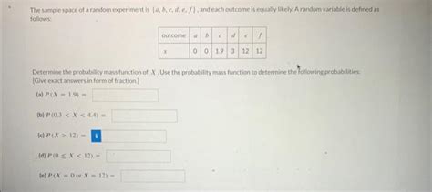 Solved The Sample Space Of A Random Experiment Is Chegg
