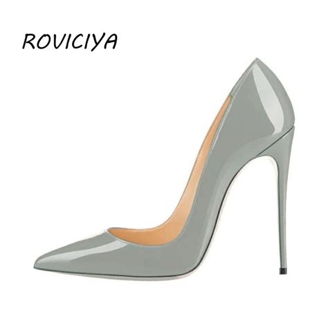 12 Cm 여성 펌프스 페이턴트 가죽 뾰족코 구두 하이힐 스틸레토 파티 슈즈 여성용 Qp022 Roviciya여성용 펌프