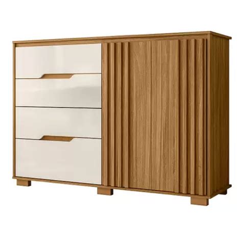 Cômoda Moval Texas 4 Gavetas 2 Portas Freijó Off White Moreira MÓveis E ColchÕes Inspirando