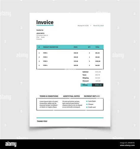Quotation Invoice Template Paper Bill Form Vector Design Illustration Of Invoice Calculation