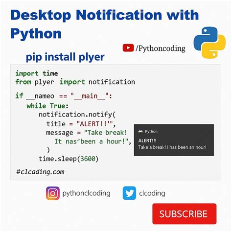Python Coding On Instagram Desktop Notification With Python In 2025 Basic Computer