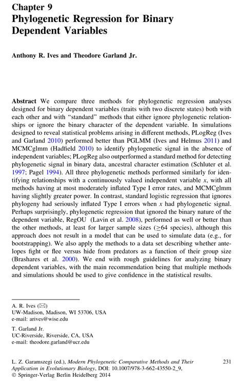 pdf phylogenetic regression for binary dependent variables