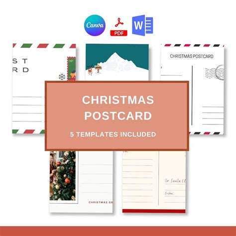 Christmas Postcard Template Printable Pdf Word Editable