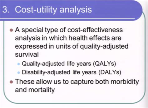 Module 12 Cost Utility Analysis And Cost Effectiveness Analysis Flashcards Quizlet