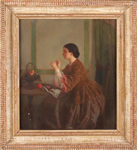 John Whetten Ehninger Oil On Board Portrait Of A Lady John Whetten Ehninger Oil On Board