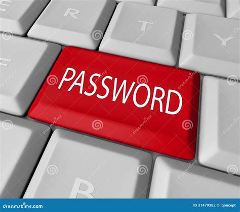 password key red button computer keyboard security stock illustration