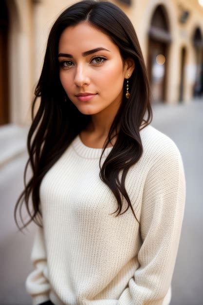Premium Photo Portrait Of A Beautiful Spain Woman In A Cashmere Sweater