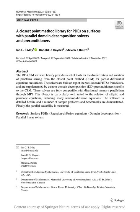Pdf A Closest Point Method Library For Pdes On Surfaces With Parallel