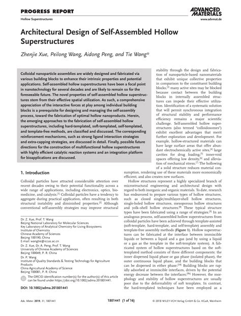 Architectural Design Of Self Assembled Hollow Superstructures Request Pdf
