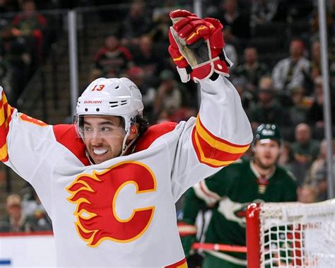 Download Johnny Gaudreau Calgary Flames Ice Hockey Win Wallpaper