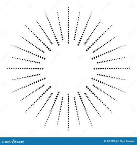 Dotted Radial Element Graphic Pattern Of Black Dots On White Background Stock Vector