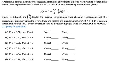Solved A Variable X Denotes The Number Of Successful