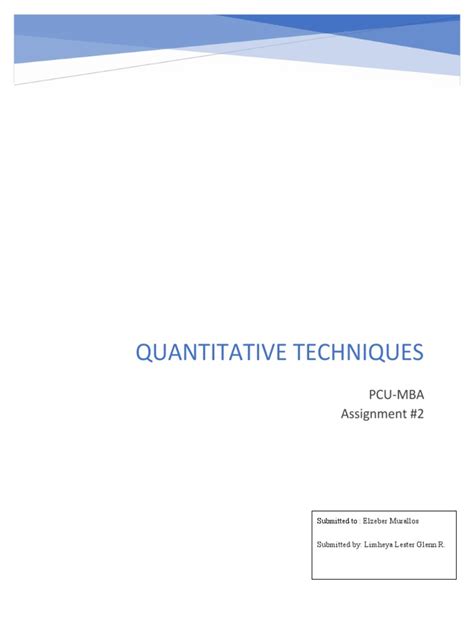 Quantitative Techniques Assignment 2 Pdf