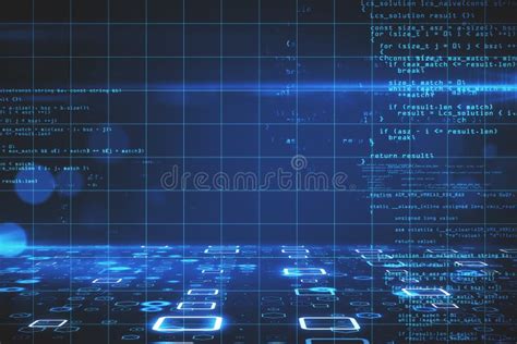 Glowing Binary Code With Digital Programming Interface Stock