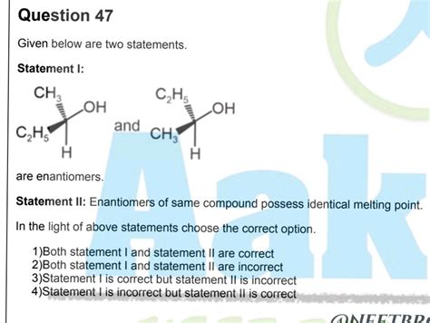 Question Given Below Are Two Statements Statement I CCC C O AndCCC