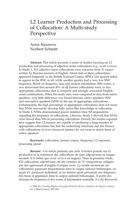 pdf l2 learner production and processing of collocation a multi