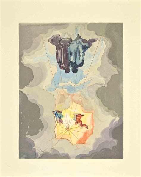 Cacciaguida Sees Dantes Exile In God Woodcut Attr To Salvador Dali