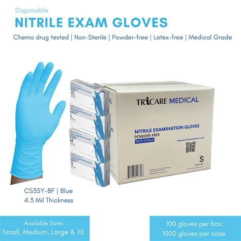 Tricare Medical Nitrile Exam Gloves Chemo Tested Bulk Savings Light