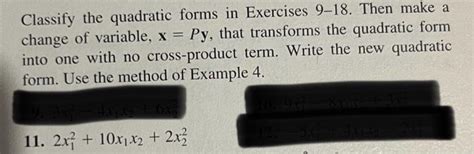 solved classify the quadratic forms in exercises 9 18 then