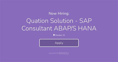 Quation Solution Sap Consultant Abaps Hana At Nexthire