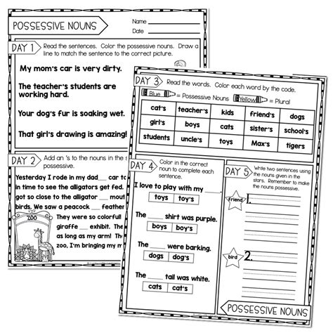 Possessive Nouns And Apostrophes Worksheets Worsheets Library