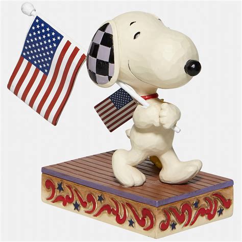Peanuts Snoopy And Woodstock With Flags Glory March By Jim Shore Statue