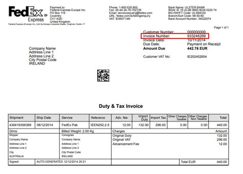 Fedex Invoice Invoice Template