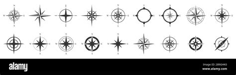 Compass Icons Set Black Compass Icons Isolated Vector Illustration Stock Vector Image And Art