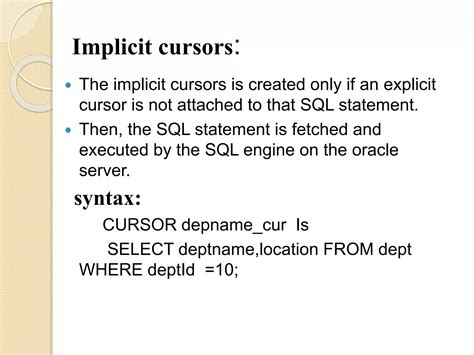 Oracel Cursor And Exceptions Pptx