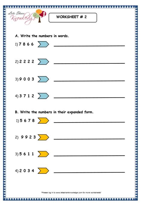 Grade 3 Maths Worksheets 4 Digit Numbers 1 4 Numeration Of 4 Digit