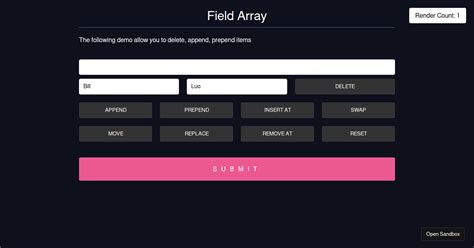 React Hook Form Usefieldarray Forked Codesandbox