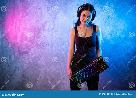 Funny Nerd Girl Wearing Glasses Carrying Computer Keyboard Stock Photo Image Of Face Cyber