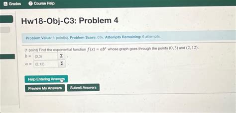 solved 1 point find the exponential function f x abx