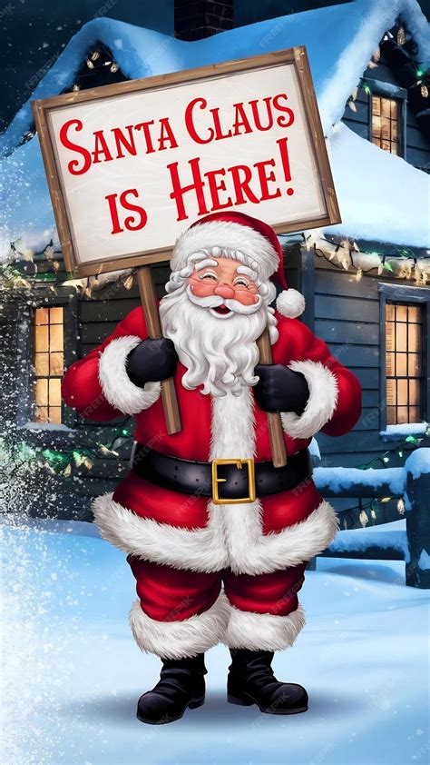 Santa Claus Holding Sign Mockup Premium Ai Generated Image