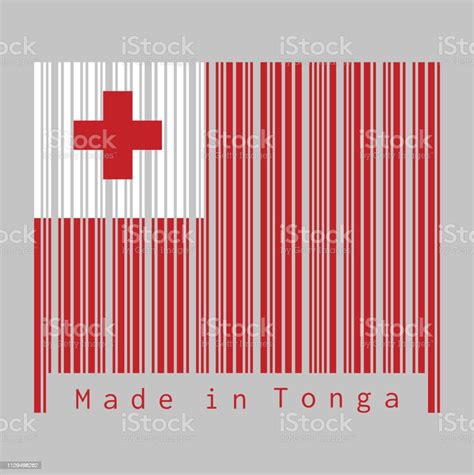 바코드는 통가 국기 베어링 그리스 적십자 호 이스트 사이드 상단에 흰색 사각형으로 빨간색 필드의 색을 설정 합니다 가격에 대한 스톡 벡터 아트 및 기타 이미지 Istock