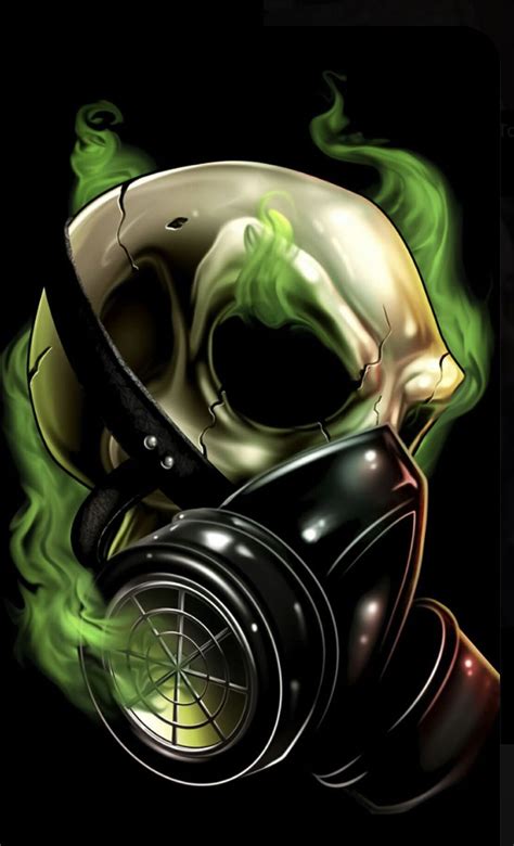 Skull With Gas Mask Drawing