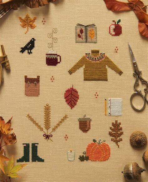Things Of Autumn Cross Stitch Sampler Kit Autumn Cross Stitch