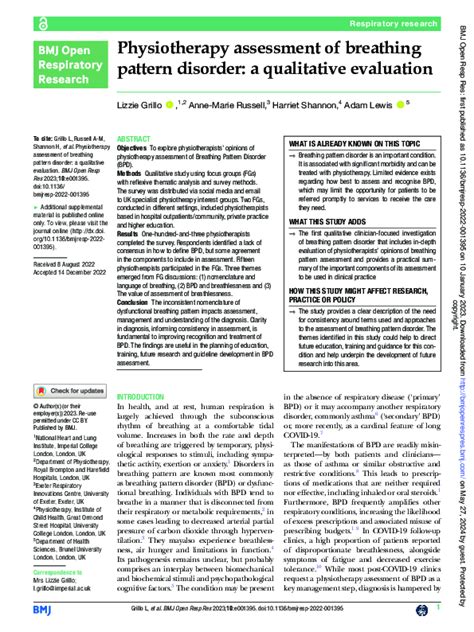 Pdf Physiotherapy Assessment Of Breathing Pattern Disorder A Qualitative Evaluation