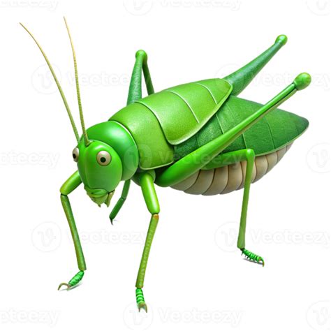 Magnificent Artistic Green Grasshopper Cutout Isolated With Long Legs