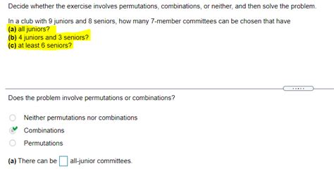 Solved Decide Whether The Exercise Involves Permutations Chegg