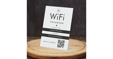 Modern Wifi Password Code Business Logo Qr Code Pedestal Sign Zazzle