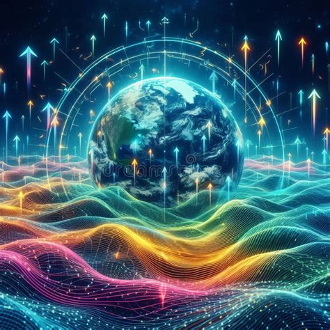 Ocean Currents Hologram Animated Arrows And Color Gradients Repr Stock
