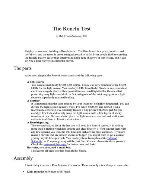 The Ronchi Test Pdf Mirror Electromagnetic Radiation