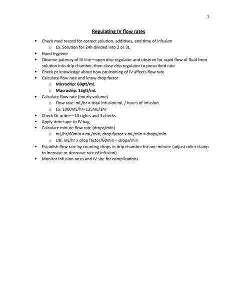Regulating Iv Flow Rates 1 Regulating Iv Flow Rates Check Med Record