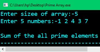 Program In C To Find Sum Of All Prime Elements Of Array