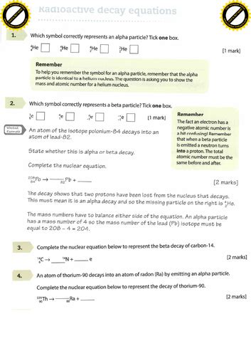 Physics Nuclear Equations Teaching Resources