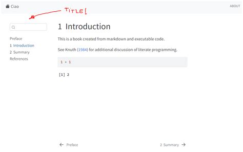 Quarto Book With Custom Navbar How Do I Keep The Title In The Sidebar