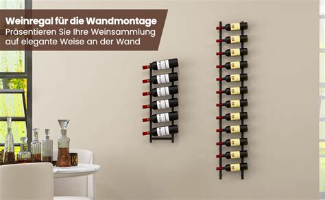 Costway Weinregal Wand Für 6 Weinflaschen Flaschenhalter Metall