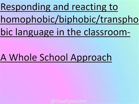Cpd Session On Tackling Homophobic Behaviour Teaching Resources